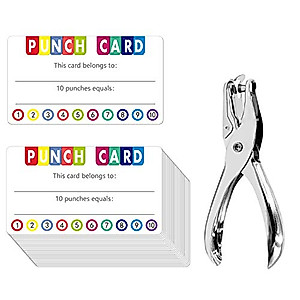 Punch Cards Kit 215 PCS Incentive/Chore/Responsibility/School Attendance/Homework Progress Tracking Card (3.5" x 2") with Hole Punch