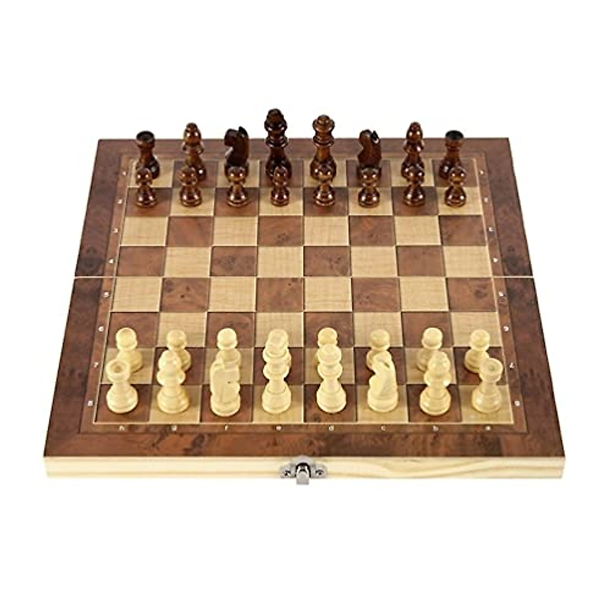 Icegrey Folding Wooden Chess Board Traditional Games Portable Storage International Chess Set for Kids and Adult School Outdoor Travel 24x24cm(9.4''x9.4'')