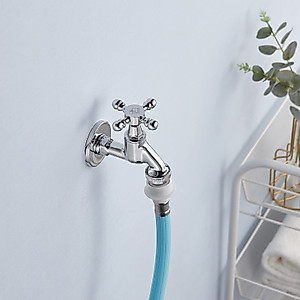 SUBMARINE Silver Brass Outdoor Faucet, G1/2 Inch Wall-Mounted Faucet, Antifreeze, Crack-Proof, Rust-Free, Used for Bathroom Mop Sink, Balcony, Garden, Connecting Washing Machine Water Inlet Hose