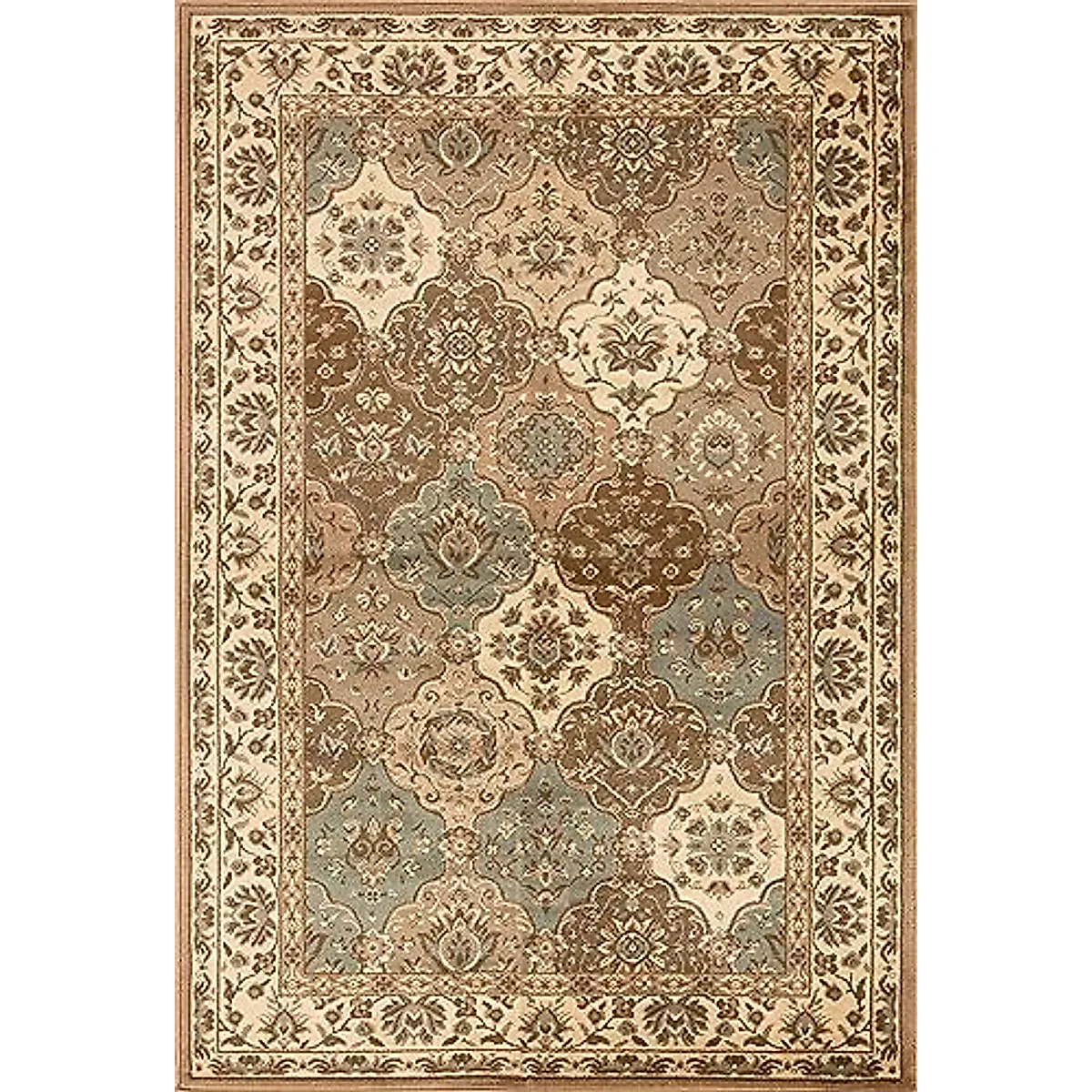 BNM Large Indoor Area Rug, Perfect for Living Room, Entryway, Basement, Bedroom, Kitchen, Office, Oriental Floor Cover, Jute Backing, Floral Medallion Indoor Area Rug, 8' x 10', Beige