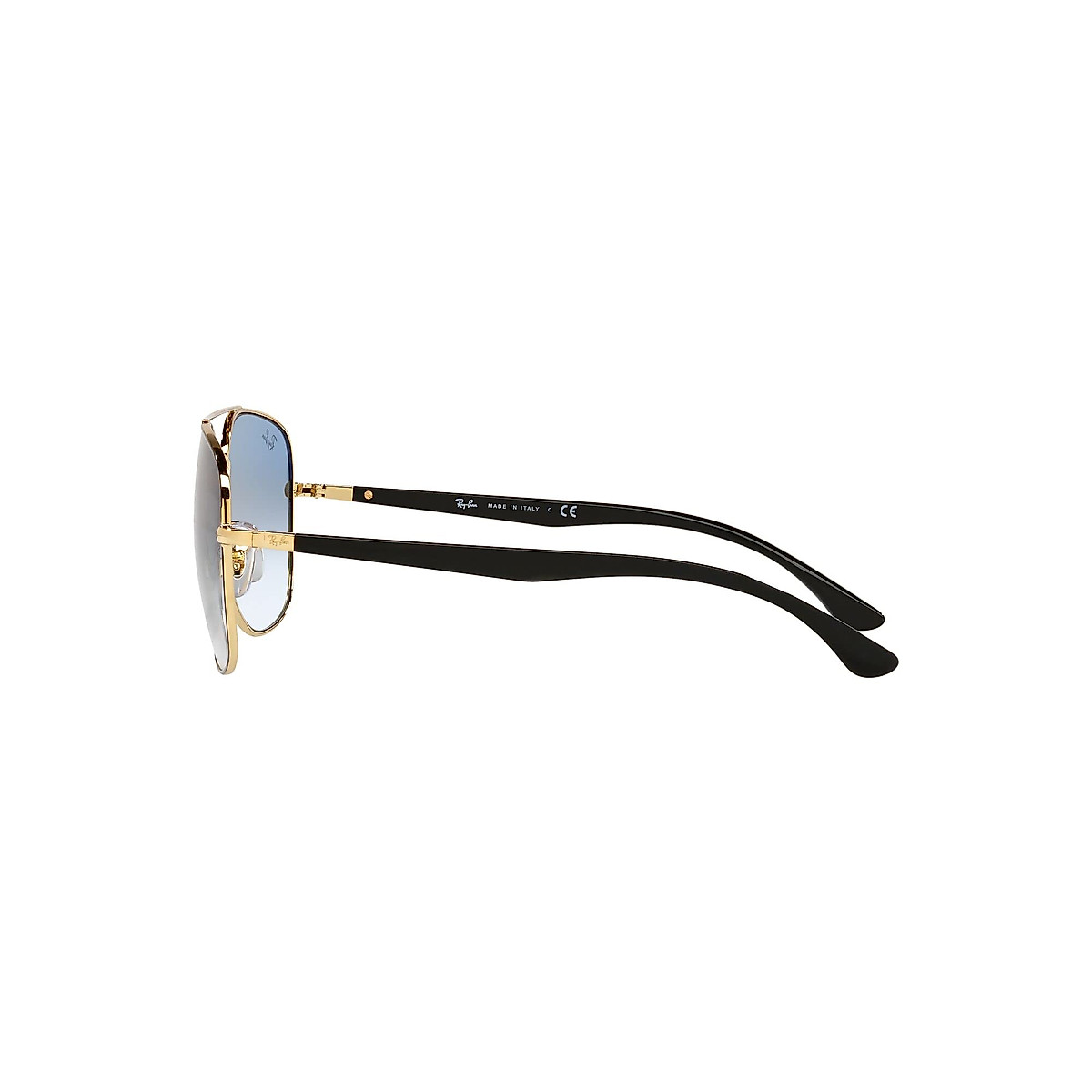 Ray-Ban RB3683 Square Sunglasses, Black on Gold/Clear Gradient Blue, 59 mm