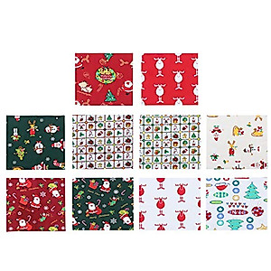 MILISTEN 6pcs Christmas Cotton Fabric Xmas Theme Quilting Cloth Piece Fat Patchwork Bundles Quarters Precut Scraps for Xmas Dress Cloth Bag DIY Sewing Craft 20x25cm Random Pattern