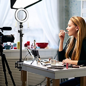 Obeamiu 2 Pack C Clamp Desk Mount Light Stand with 1/4" Ball Head and Hot Shoe Mount Adapter, 21-45 Inch Adjustable Tabletop Bracket Stand for DSLR Camera, Ring Light, Video Monitor, Microphone Webcam