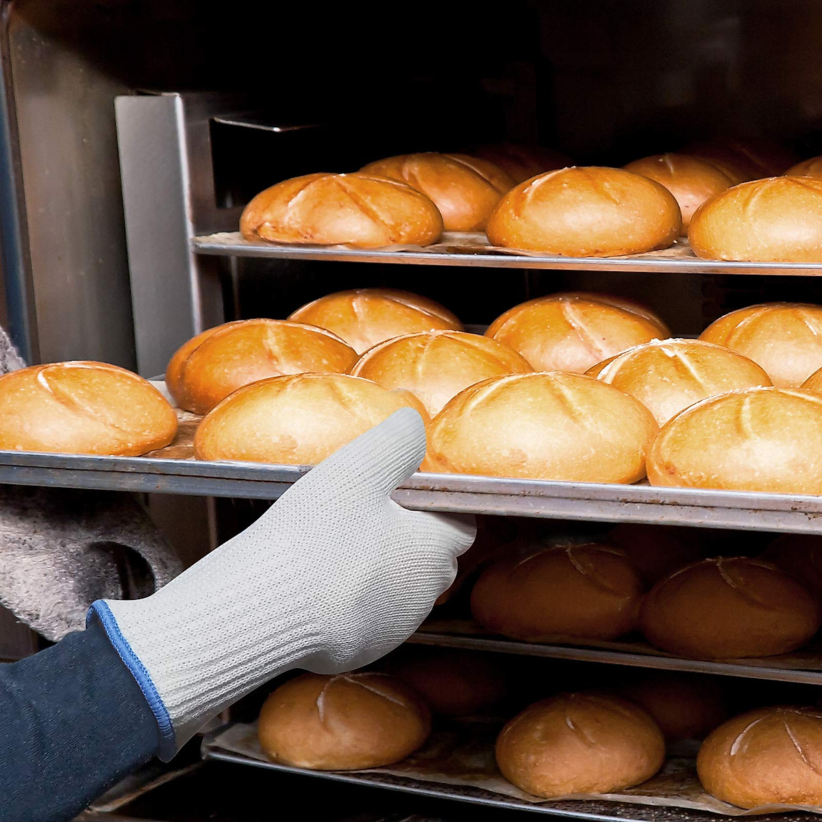 Oven Gloves 932°F Extreme Heat Resistant Gloves - DEYAN Silicone Non-Slip Oven Mitts with Finger, Kitchen Outdoor Cooking Glove for BBQ, Baking, Grilling, 1 Pair (White)