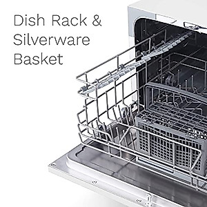 hOmeLabs Compact Countertop Dishwasher - Energy Star Portable Mini Dish Washer in Stainless Steel Interior for Small Apartment Office and Home Kitchen with 6 Place Setting Rack and Silverware Basket
