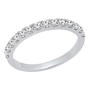Dazzlingrock Collection 0.50 Carat (ctw) 10K Round Diamond Wedding Anniversary Stackable Band 1/2 CT, White Gold, Size 6.5