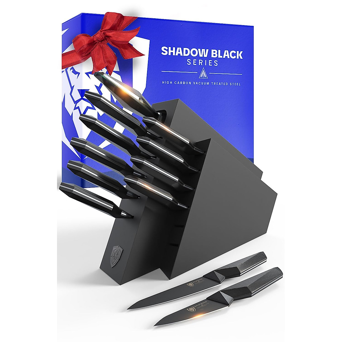DALSTRONG 12pc Professional Knife Block Set-Black Titanium Nitride Coated-Gift High-Carbon Stainless Steel Knife Set with Block-NSF Certified Premium Kitchen Set