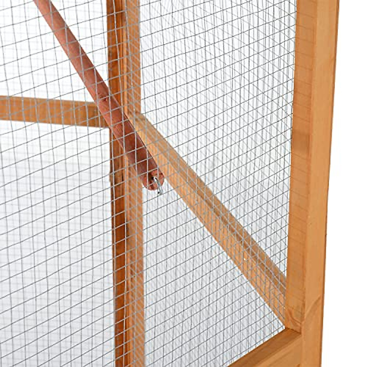 PawHut 69" Large Wooden Hexagonal Outdoor Aviary Flight Bird Cage with Covered Roof