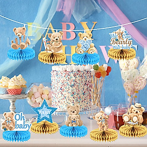 10 Pcs Bear Baby Shower Party Supplies Bear Honeycomb Centerpieces for We Can Bearly Wait Baby Party Decorations Table Honeycomb for Boys Kids Gender Reveal Baby Shower Wedding Birthday Party Favors