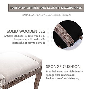 Kiztir Upholstered Dining Chairs Set of 2, Farmhouse Dining Chairs with Solid Wood Legs, Nailhead Trim, Tufted Dining Chair for Kitchen/Living Room/Bedroom (Beige)