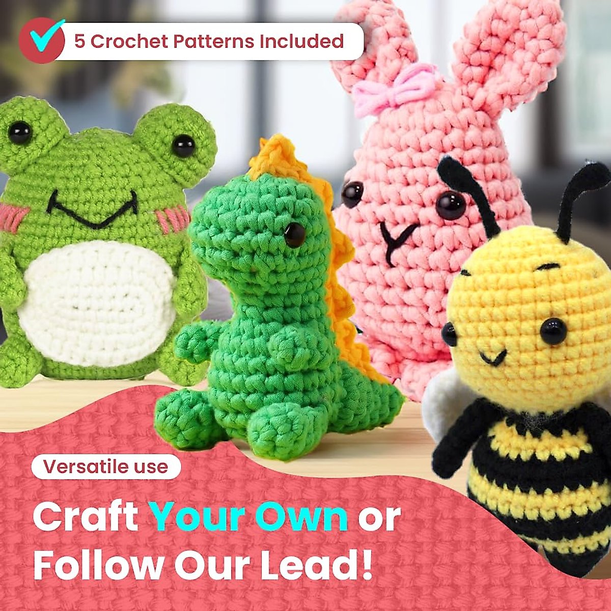 ASPECTRA Crochet Kit for Beginners – Step by Step Video Tutorials, Beginner Crochet Kit for Kids & Adults, Create Crochet Animal Kit with Easy Patterns, Hooks & Yarn, Perfect Crochet Starter Kit