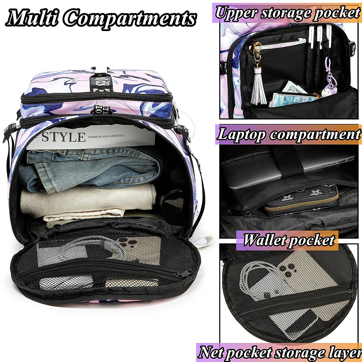 Gym Duffle Bag Backpack with Shoe Compartment,4 ways Travel Backpack for Women and Men,Multi-Functional Weekender bag with Waterproof Layer&Laptop Compartment for Fitness, Travel,Camping(Purple)