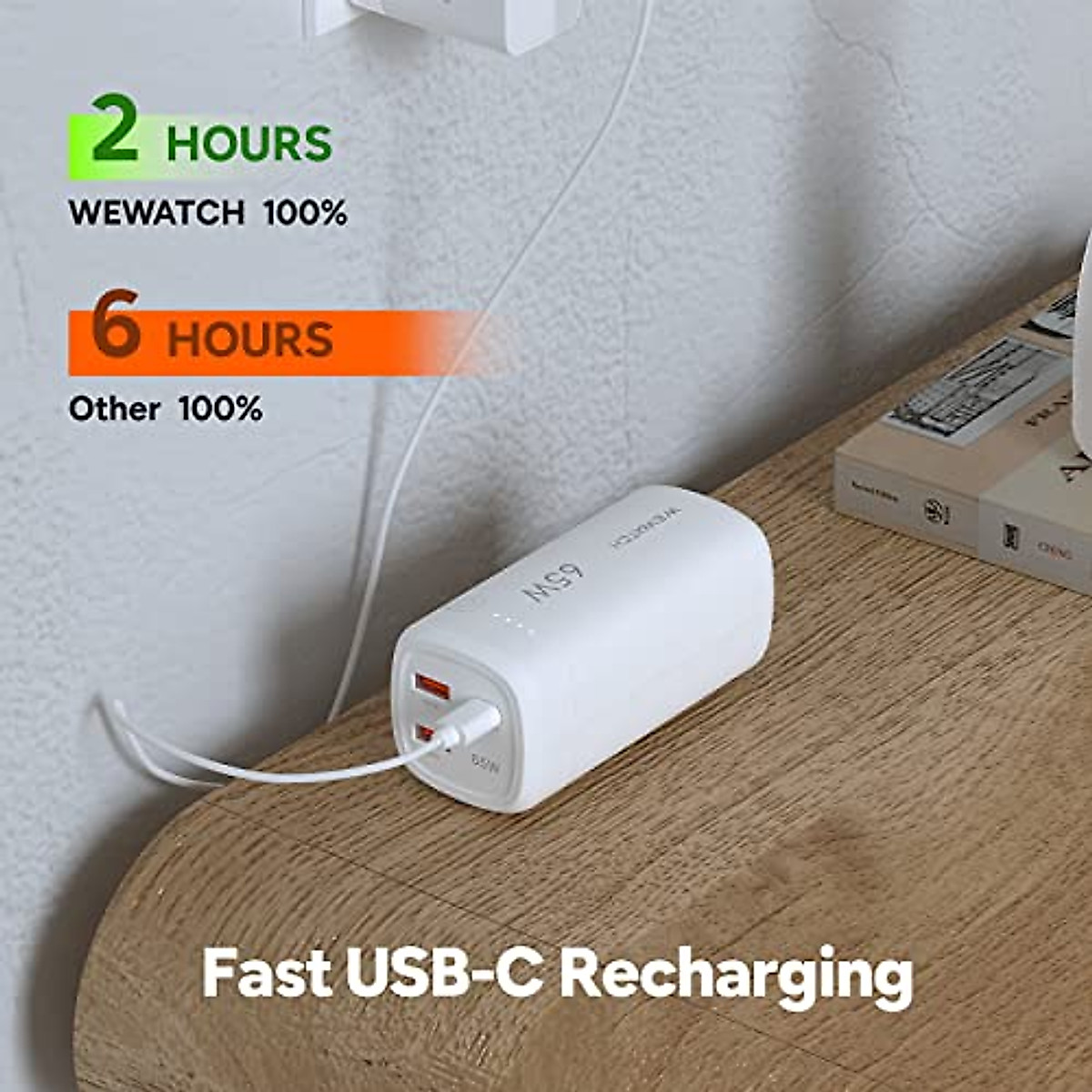 WEWATCH Portable Charger, 65W 20000mAh Laptop Power Bank with LED Indicator, Fast Charging USB C 3 Port PD3.0 Battery Pack for MacBook Dell XPS iPad iPhone 13/12 Pro Mini Samsung Switch