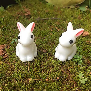 100Pcs Rabbit Miniature Figurines Mini Rabbits Fairy Garden Miniature Moss Landscape DIY Terrarium Crafts Ornament Accessories for Home Décor