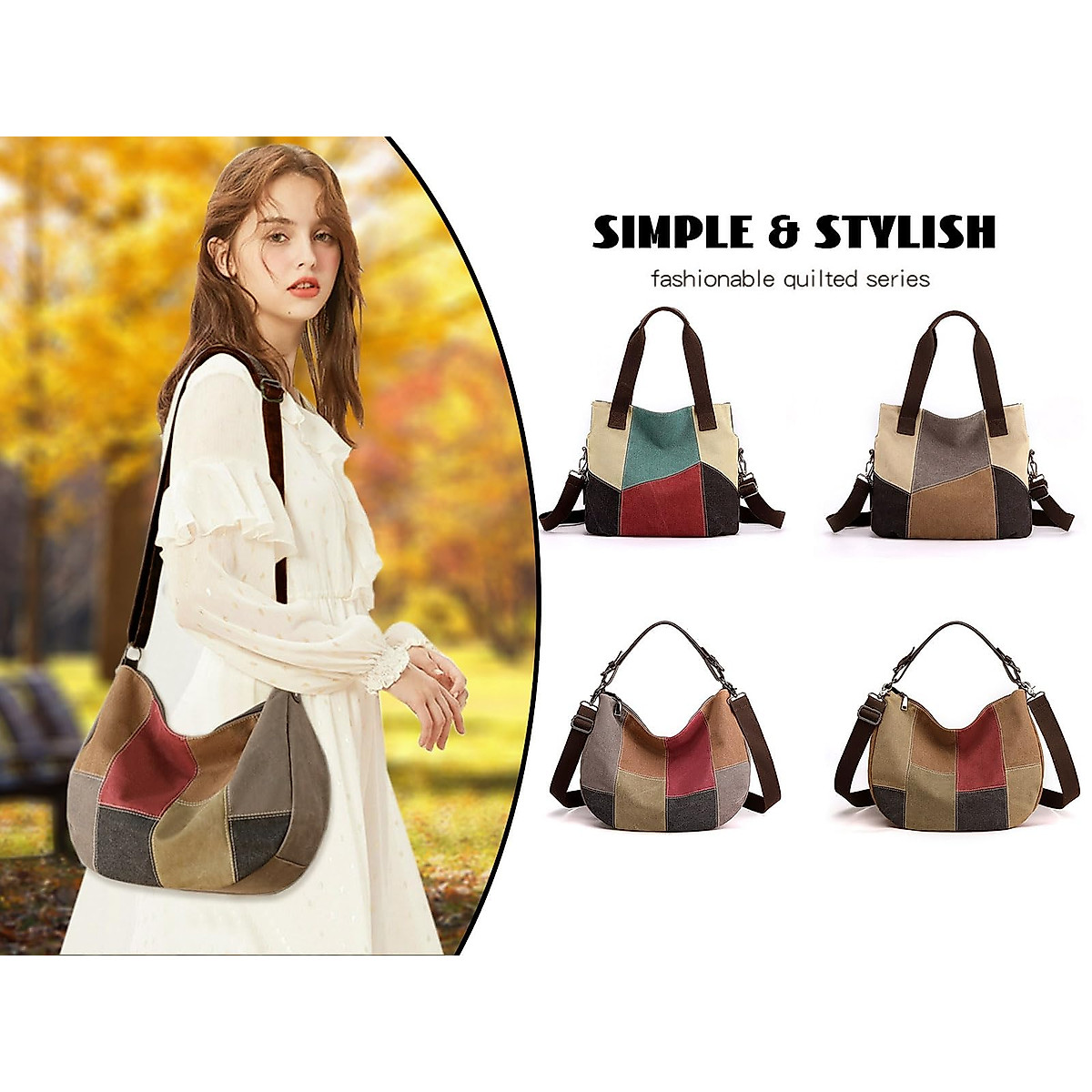 Canvas Tote Bag for Women Large Hobo Bag 2 Straps Crossbody Shoulder Handbag Pocketbooks Womens Purses