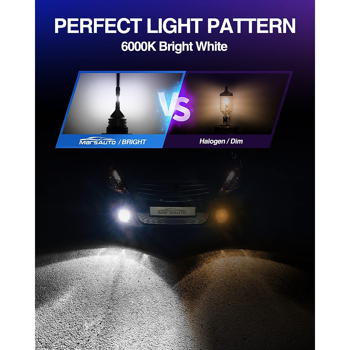 Marsauto H11 H8 H16 LED Fog Light Bulbs, 6000k Xenon White, Superior Bright CSP Chips 360-degree Illumination DRL, Halogen Bulbs Replacement for Cars,Trucks,SUVS