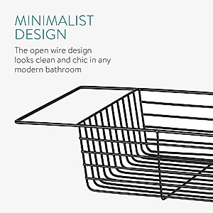 Navaris Wire Bath Tray - Metal Bathtub Caddy Rack - Over Bath Tub Bridge Organizer Storage Shelf - Bath Accessories Holder Basket for Bathtub - Black