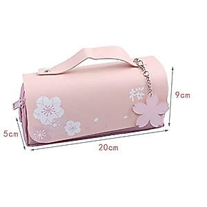 Kawaii Cherry Blossom Pencil Bag Pink Sweet Pencil Case Large Capacity Stationery Pouch School Supplies Makeup Bag Cute Pencil Case (Pink)