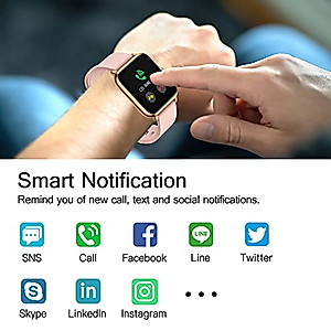 Popglory Smart Watch, Smartwatch with Blood Pressure, Blood Oxygen Monitor, Fitness Tracker with Heart Rate Monitor, Full Touch Fitness Watch for Android & iOS for Men Women