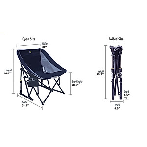 GCI Outdoor Pod Rocker Beach Chair | Collapsible Folding Rocking Chair with Drink Holder & Portable Carry Bag — Saybrook Blue