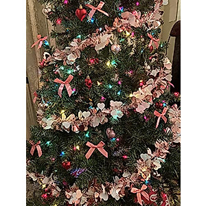 BeiLeiNiceHK 100 Pack Pink Twist Tie Bow, Pre Tied Bows,Christmas Satin Twist Tie Bows for Treat Bags,Packaging Bows for Candies and Apples, Pretied Ribbon Bows for DIY Decorations,Treat Bows