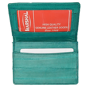 MARSHAL Eel Skin Soft Leather Business Card Credit Card Holder with Id Window
