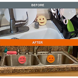 Self-Draining Sponge Holder with Suction Cup Installation, Sponge Organizer for Bathroom and Kitchen Sink, Dishwasher Safe Sponge Storage for Smiley Round Sponges (No Sponges Included) 1-Pack