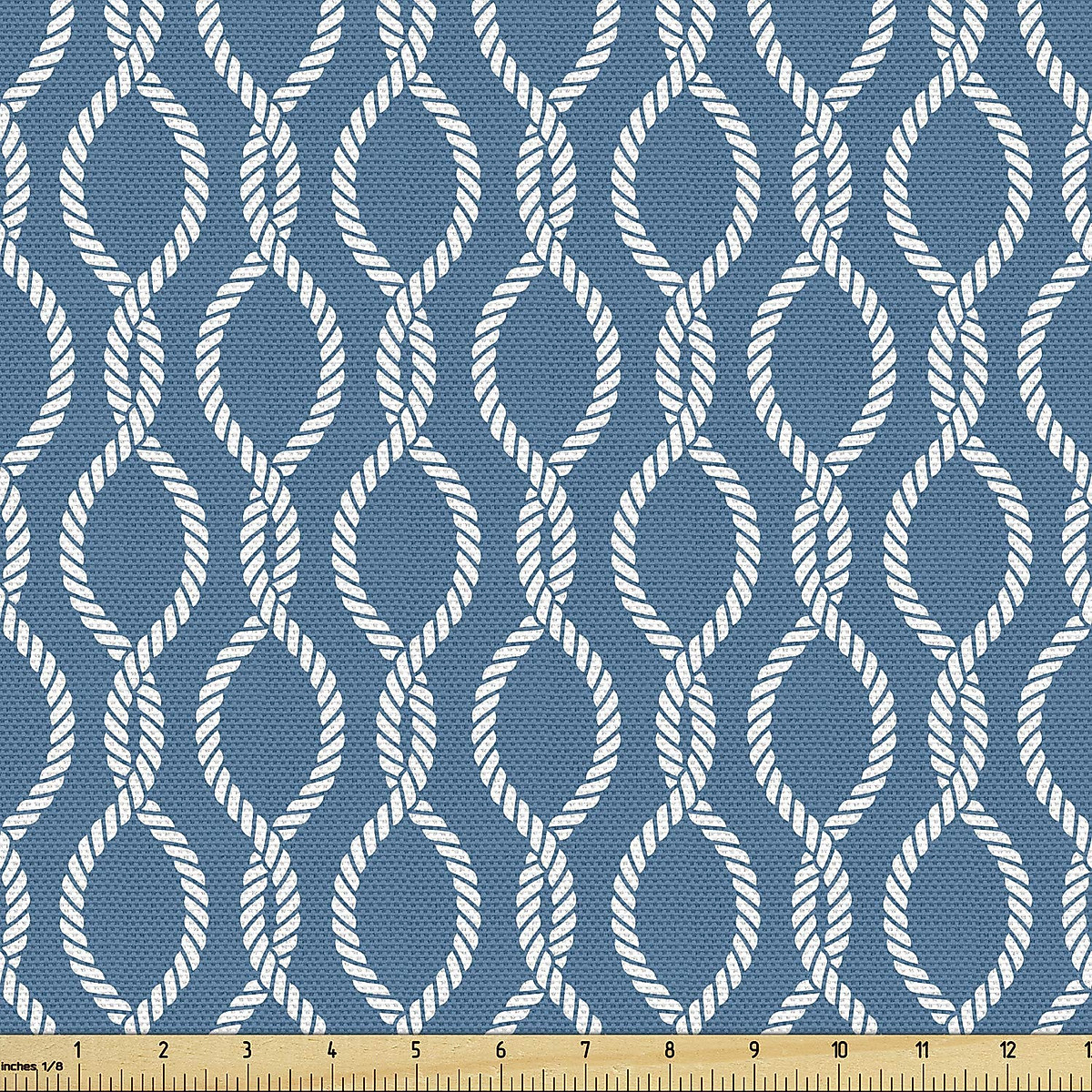 Ambesonne Nautical Fabric by The Yard, Oceanic Art Themed Monochrome Pattern of Integrating Look Modern Stripes Print, Decorative Fabric for Upholstery and Home Accents, 3 Yards, White Sea Blue