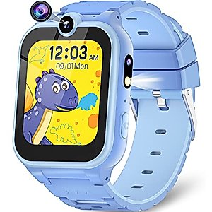 MAVREC TOYS Smart Watch for Kids, Kids Watch Toys Gifts for Kids Ages 3-12, Touch Screen Kids Smart Watch Boys with 2 Cameras 18 Games Alarm 12/24 Hr Video Music Player Pedometer Flashlight (Blue)