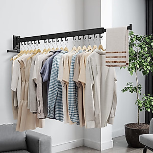 ZdwCyl Wall Mounted Clothes Hanger,Clothes Drying Rack,Laundry Drying Rack,Drying Rack Clothing,Laundry Hanger Rack,Retractable Dryer Racks,Collapsible, Aluminum,can be Fold Upward & Left & Right