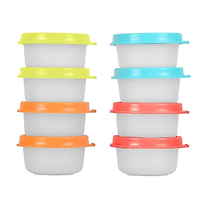 Condiment Cups container with Lids- 8 pk. 1 oz. Dressing Container to go Small Food Storage Containers with Lids- Sauce Cups Leak proof Reusable Plastic BPA free for Lunch Box Picnic Travel (Assorted)