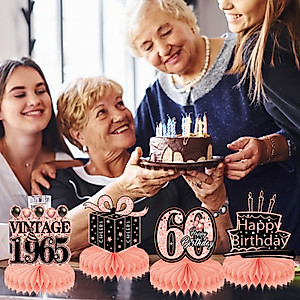 Refavor 60th Birthday Decorations Women - 9pcs 60th Birthday Decor Honeycomb Centerpieces Rose Gold Supplies 60th Birthday Party Decorations Pink Table Birthday Decorations Women