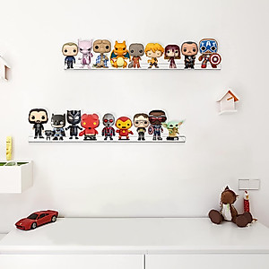 HBlife 24 Inches Floating Shelves Wall Mounted Clear Acrylic Shelves for Figures, Invisible Floating Bookshelf for Kids and Nursery, 8 Pack (5MM Thick)