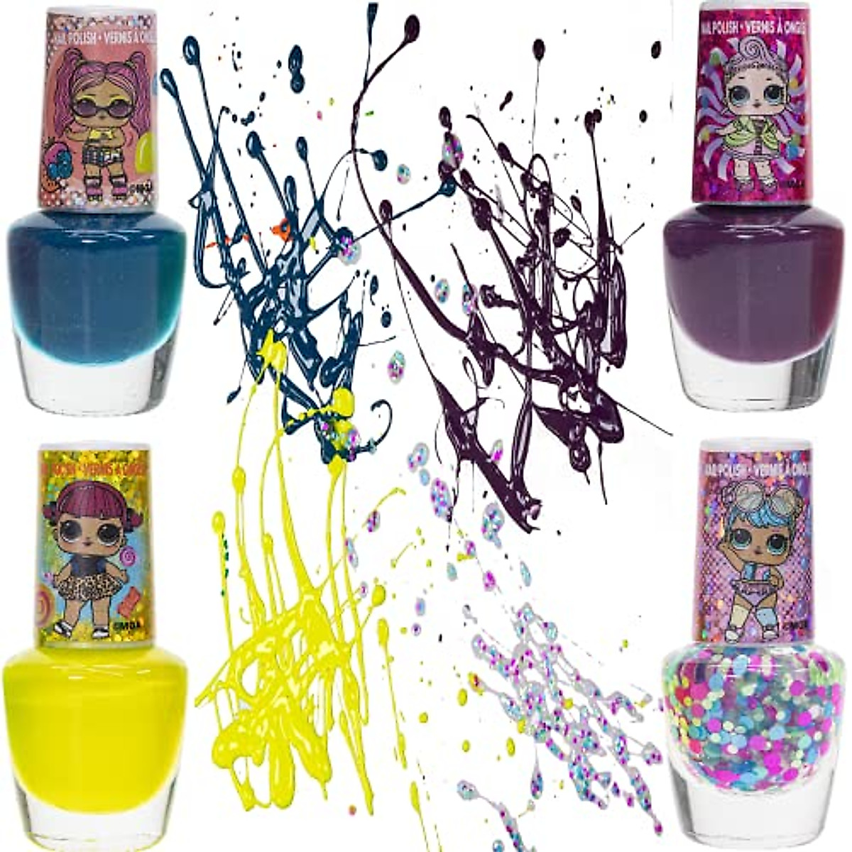 Townley Girl L.O.L Surprise Non-Toxic Peel-Off Water-Based Safe Quick Dry Nail Polish Gift Kit Set for Kids Set With Nail Dryer, AA Batteries Not Included, Ages 3+