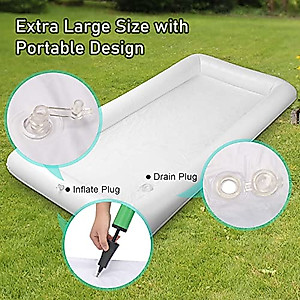Large Inflatable Serving Bar Kit 1+4Pcs, Luxiv Salad Food Drinks Tray for Picnic Pool Cooler Ice Buffet Party Camping Inflatable Salad Serving Trays with Drain Plug, Large Food Mesh Cover, Inflator…