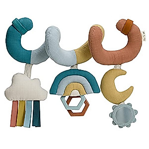 Itzy Ritzy Spiral Car Seat & Stroller Activity Toy; Includes Clinking Rings, Mirror and Textured Ribbons; Rainbow