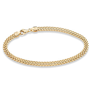 Miabella 18K Gold Over Sterling Silver Italian 4mm Mesh Link Chain Bracelet for Women 925 Italy (7.0 Inches)