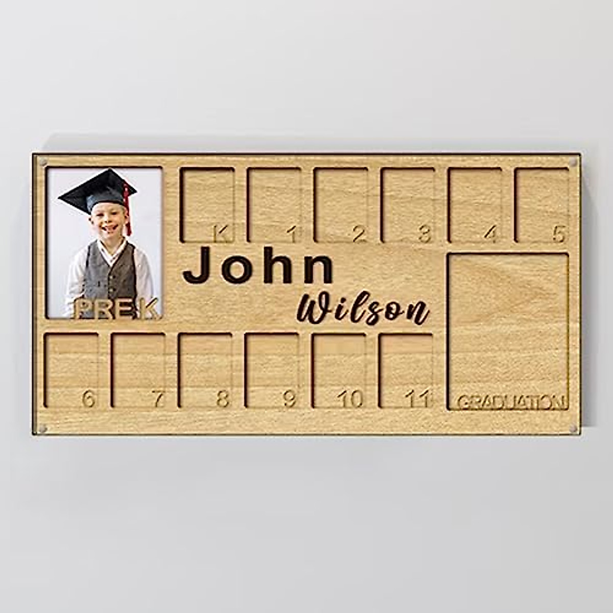Handance Pre K to 12 Graduation School Photo Frame, Personalized Grade School Picture Frame Name Custom School Years Wood Photo Frame Gift