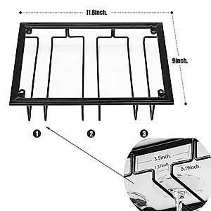 BUDOCI 2Pack Wine Glass Rack 3 Rows Wine Glass Holder Under Cabinet Stemware Wine Glass Hanger Metal Organizer for Kitchen Bar (2Pack, Black)