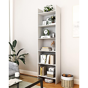 Hzuaneri 6-Tier Bookshelf, 66.9 Inches Floor Standing Bookcase, Display Storage Shelf, Corner Shelf, Home Decor Furniture for Home Office, Living Room, Bedroom, White 01103XBC