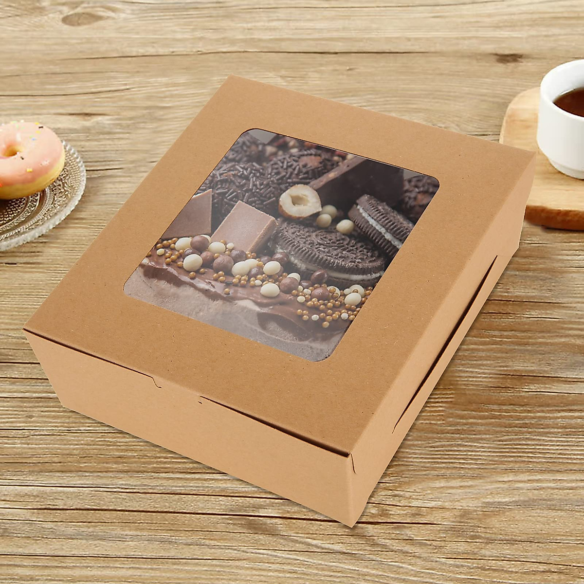 QTLCOHD 100Pcs Cupcake Boxes 4 Count Cupcake Containers 6x6x3 Inch Brown Cupcake Box Bulk for Cupcakes Muffins Cookies Pastries