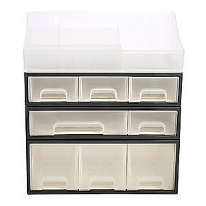 ROSELIFE Cosmetic Storage Box, Makeup Organizer, [TEAB] Drug Organizer Storage Box, Medicine Storage, Desktop Stationery Organizer, Kitchen Spices Organizer, 4 Pieces 8 Drawers, 5 Slots, Transparent
