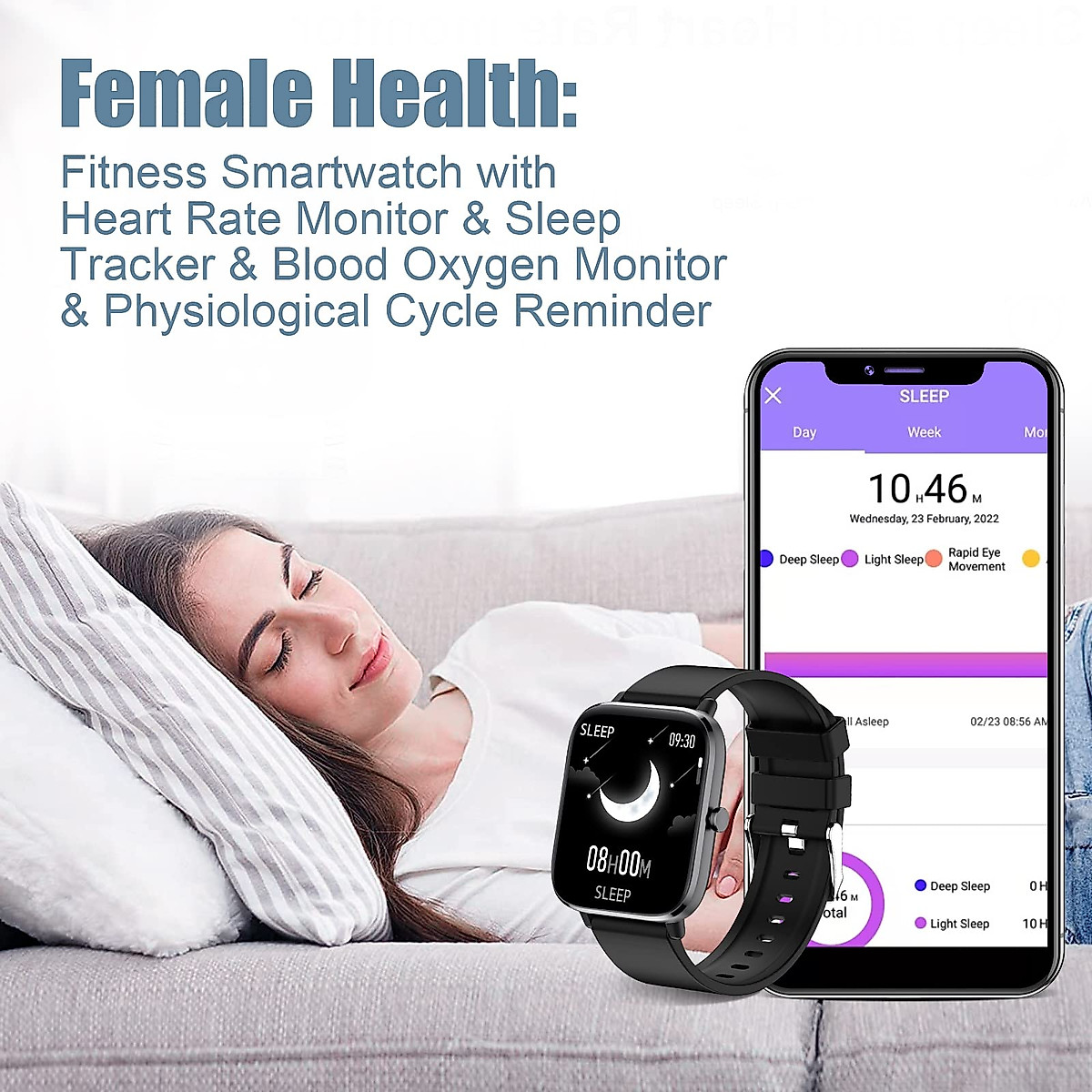 Choiknbo Smart Watch,IP68 Waterproof Fitness Tracker Smart Watch for Men/Women with Replace Strap,1.7“ Full Touch Screen Call Receive/Dial Sleep/Heart Rate Monitor for Android Phones (Black+Black)