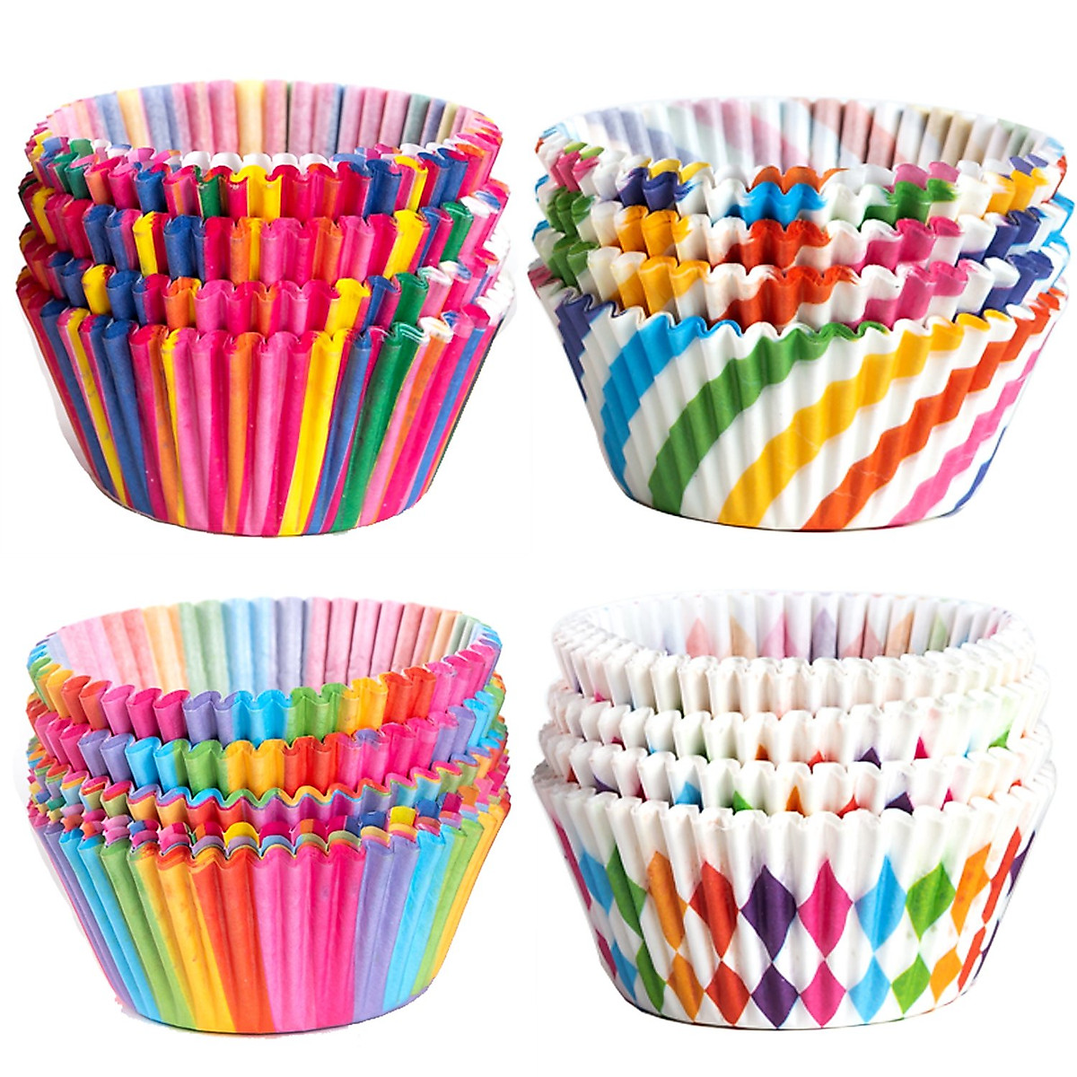STARUBY Cupcake Baking Paper Cups Muffin Cupcake Liners Colorful Rainbow Combo Disposable Baking Cups Set Standard Size,Pack of 400