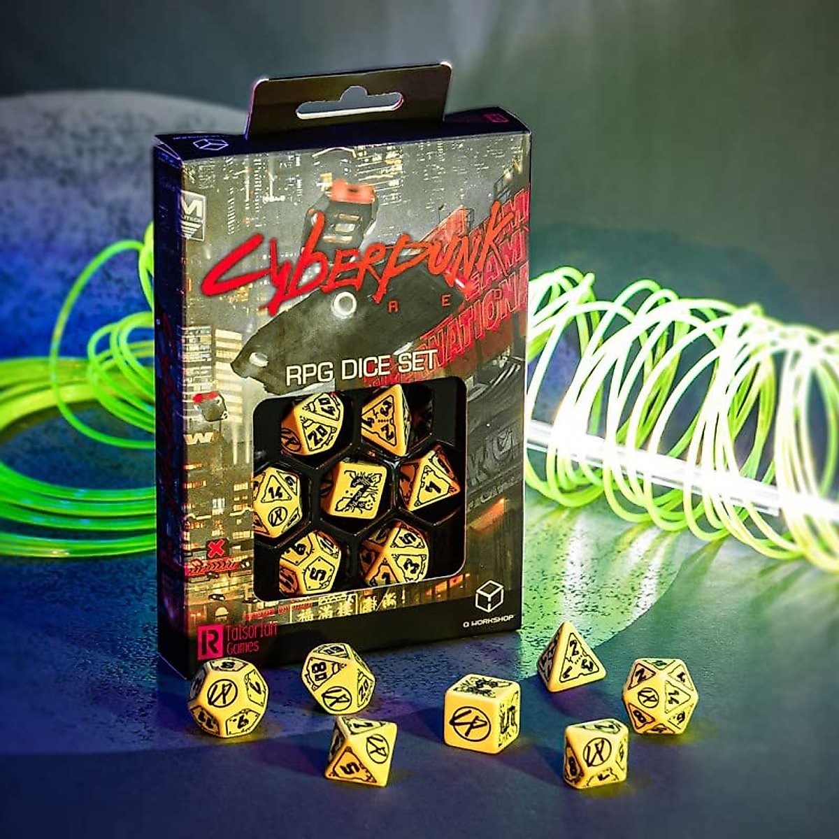 Q-Workshop Cyberpunk Red Dice Set Danger Zone, Various