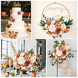 AmyHomie Artificial Flowers Combo Silk Mix Peony Rose Hydrangea Fake Flowers w/Stem for DIY Wedding Bouquets Centerpieces Arrangements Table Party Bridal Baby Shower Home Fall Decor(Champagne)