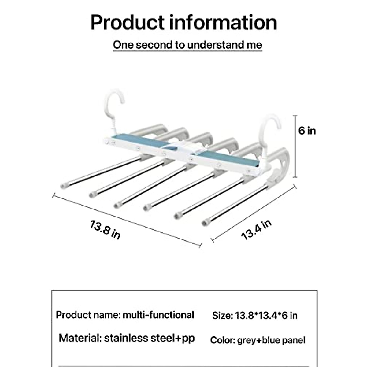 HS&ROXIN Space Saving Magic Pants Rack [2 Pieces] Upgraded Clip Anti Slip Design Pants Storage Rack 6-in-1, Suitable for Skirts, Jeans, Casual Pants, Scarves, etc