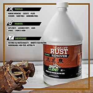 Grip Clean Rust Remover, Reusable Rust Convertor Soaking Solution, Restores Metal Parts And Tools, Non-Toxic, Biodegradable, Lasting Protection, Powerful Rust Stain Remover - 1 Gallon