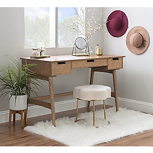 Linon Natural Dutton Wood and Rattan Desk