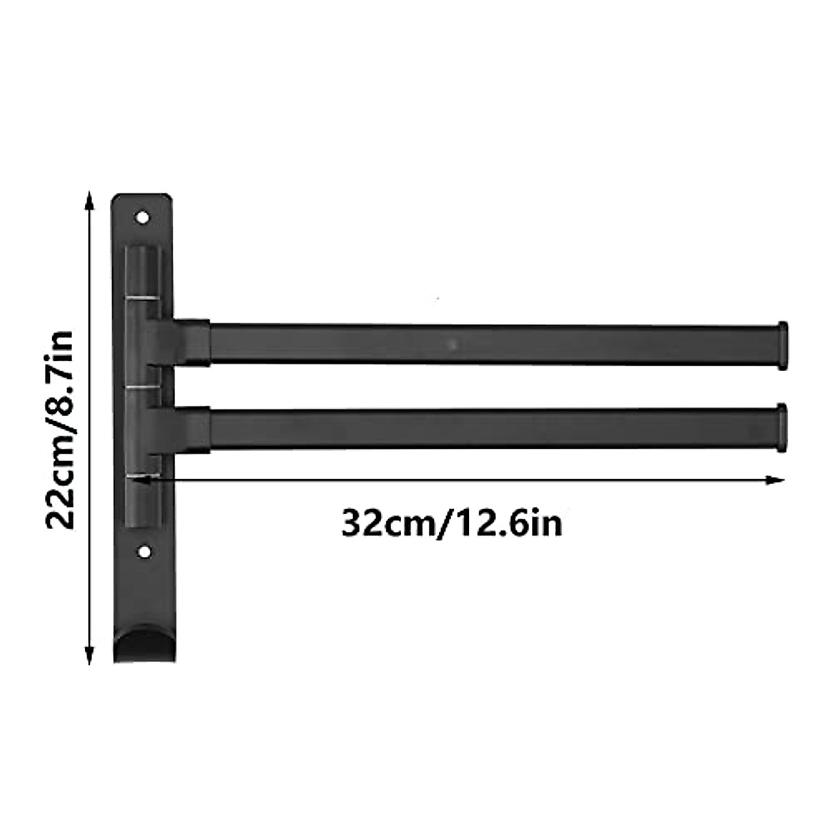 UUS Rotating Towel bar 2 arm Bathroom, Wall Mounted Swing Out Towel Rack with Hook for Bathroom, Kitchen Space Saving, Home, Hote